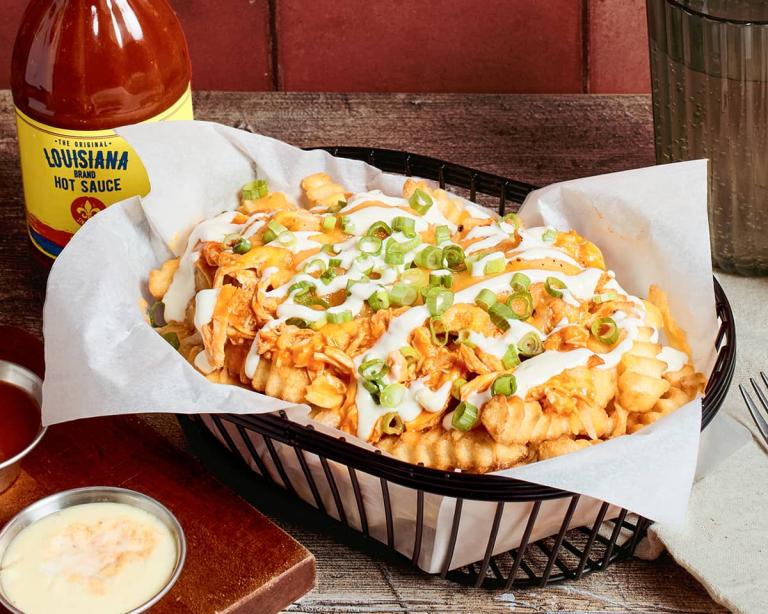 Loaded Buffalo Fries - Louisiana Hot Sauce